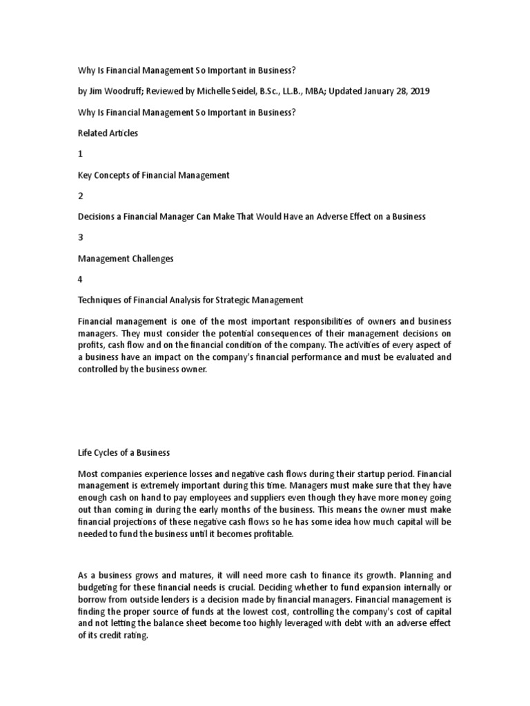 Why Is Financial Management So Important in Business | PDF | Business ...