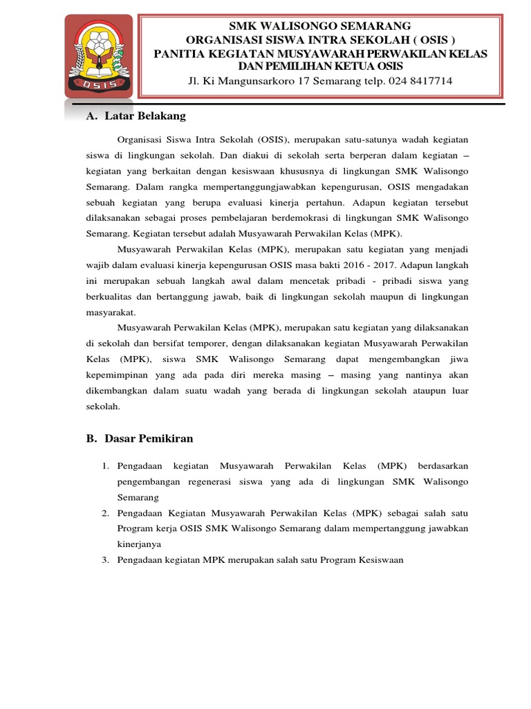 Proposal MPK Pemilos | PDF