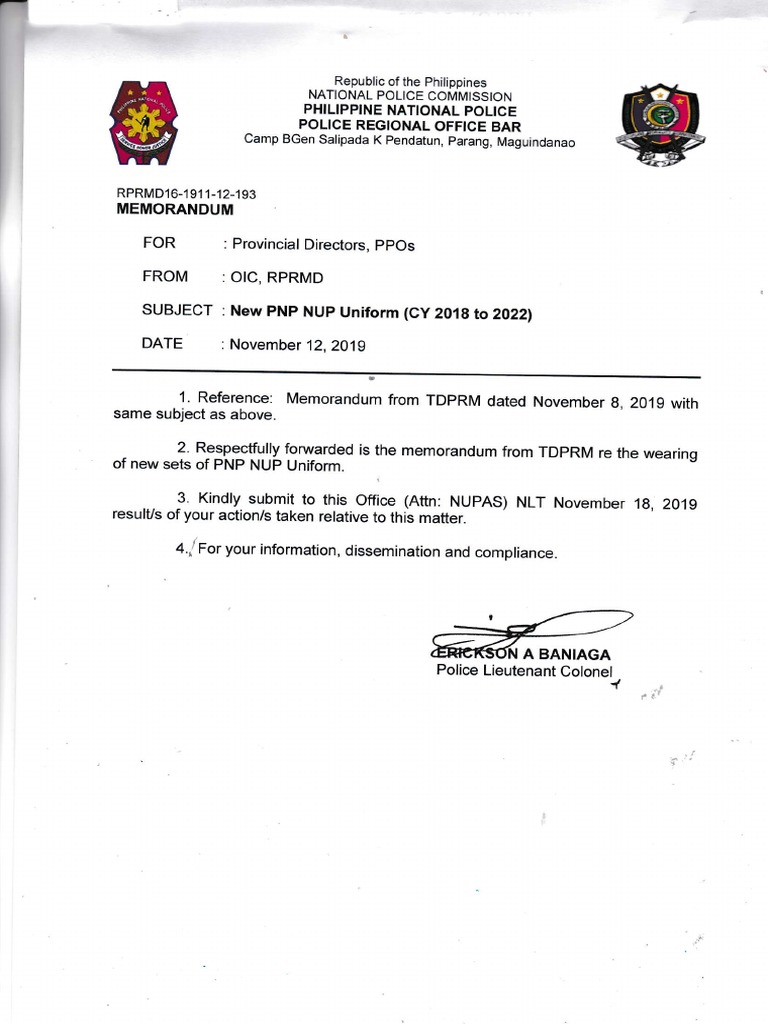 New PNP NUp Uniform Policy: Prescribing the Authorized Office Attire ...