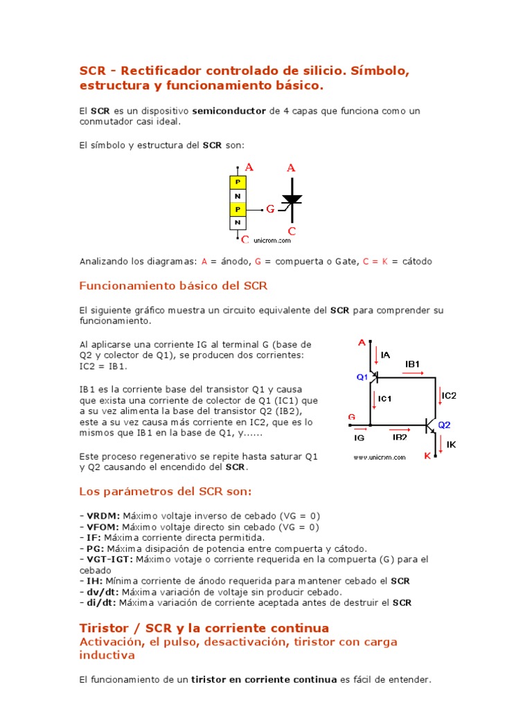 SCR - Rectificador Controlado de Silicio. Símbolo, Estructura y ...