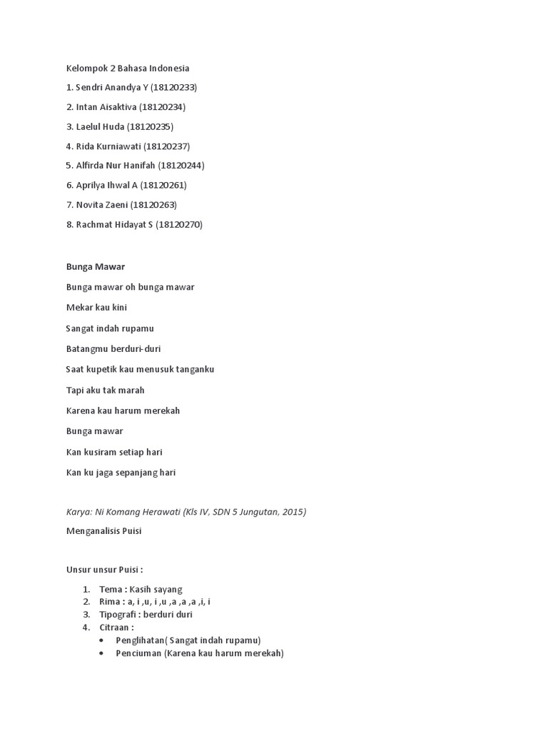 Analisis Puisi Bunga Mawar | PDF