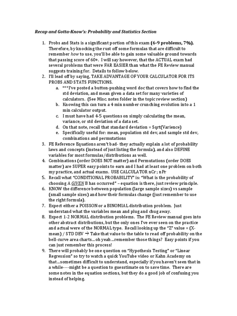 Probs Stats Section Notes | PDF | Statistics | Standard Deviation