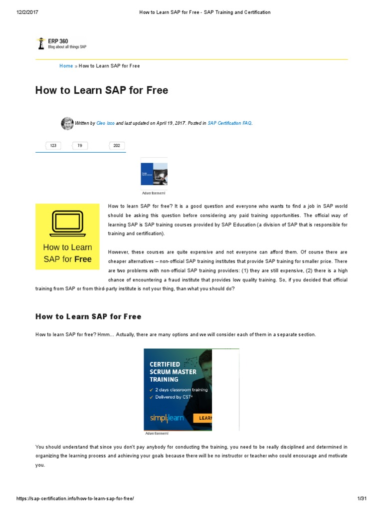Free SAP Training and Certification Guide | PDF | Sap Se | Information ...
