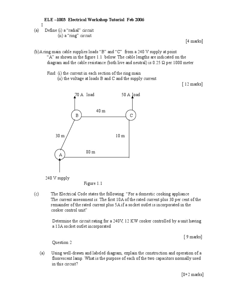 ELE 1003 Elect Workshop Tutorial 01 Feb 2006 | PDF | Electrical Wiring ...