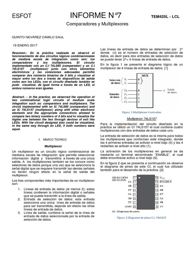 Comparadores y Multiplexores PDF | PDF | Circuito integrado | Diodo ...