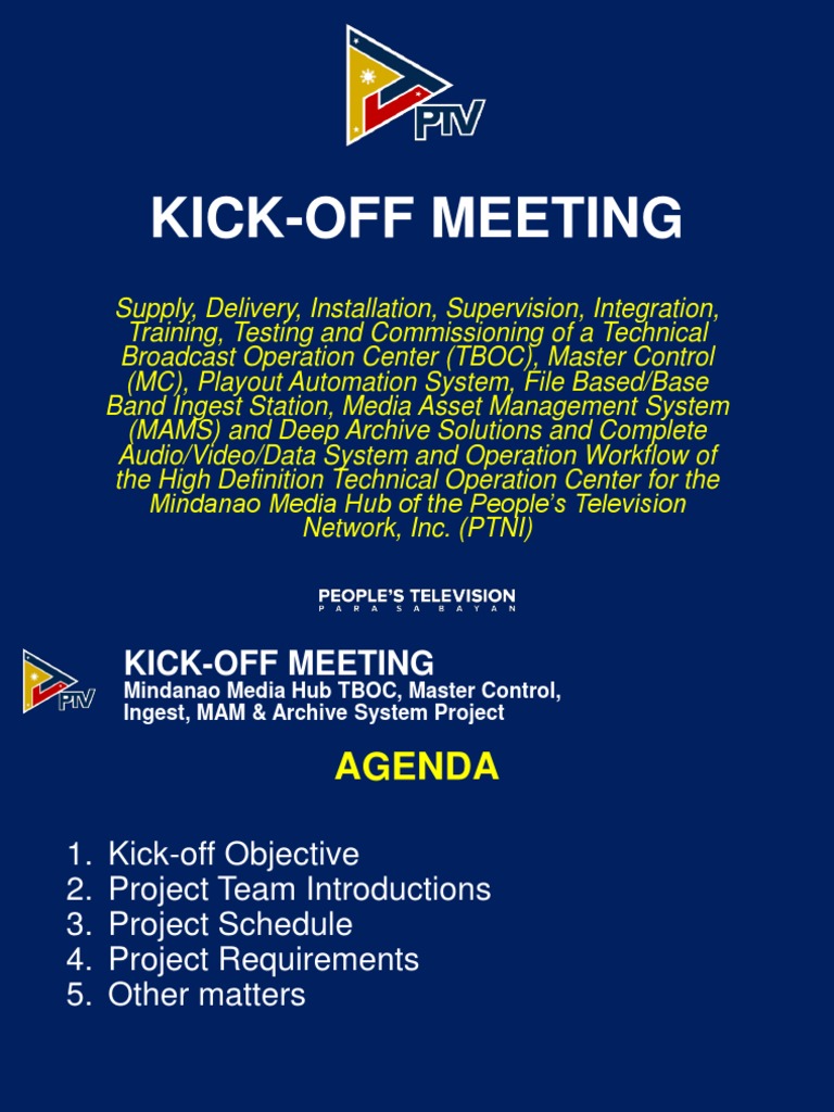 Kick-Off Meeting Presentation - Composite - Mindanao Media Hub - TOC, Master Control, Ingest ...