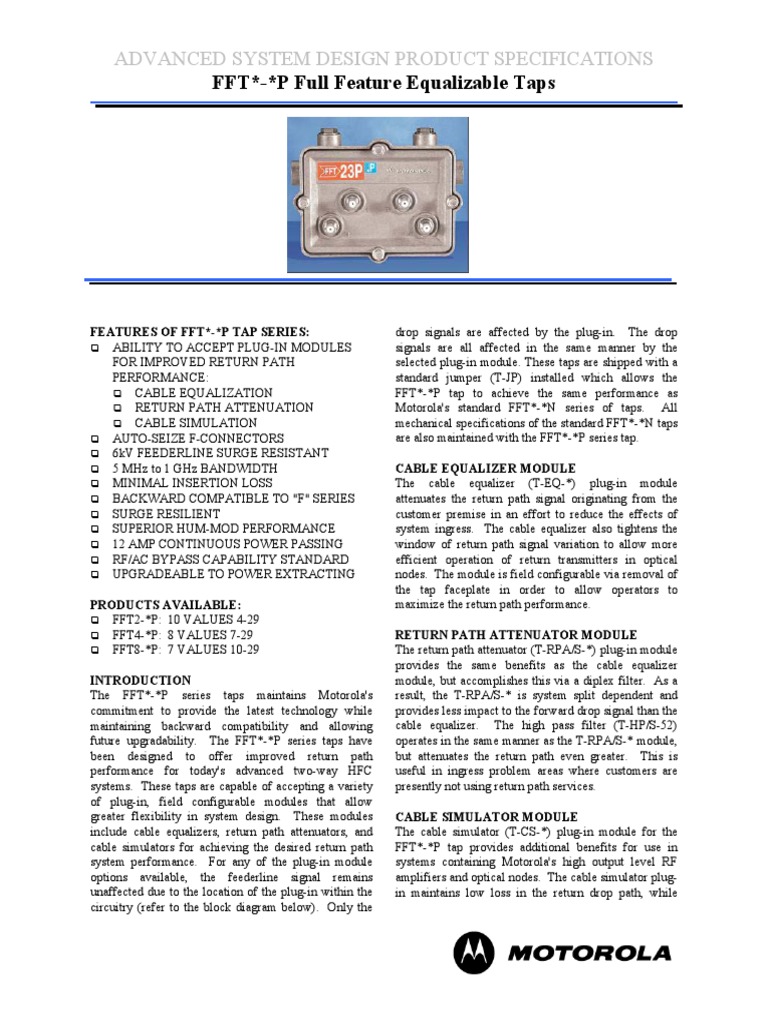 Motorola Taps PDF | PDF | Equalization (Audio) | Cable Television