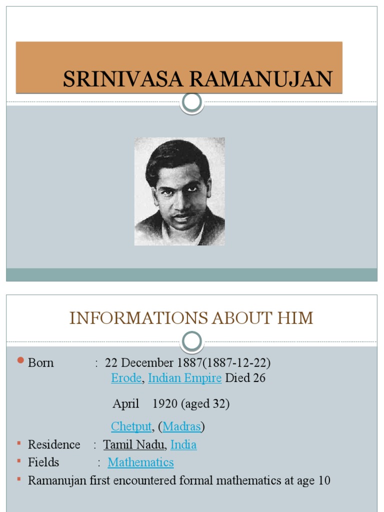 Srinivasa Ramanujan Srinivasa Ramanujan | PDF