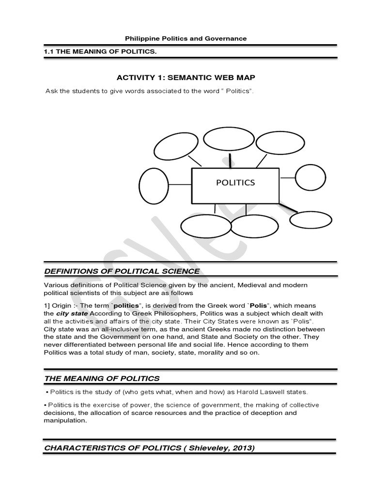 Philippine Politics and Governance Overview | PDF | Political Science ...