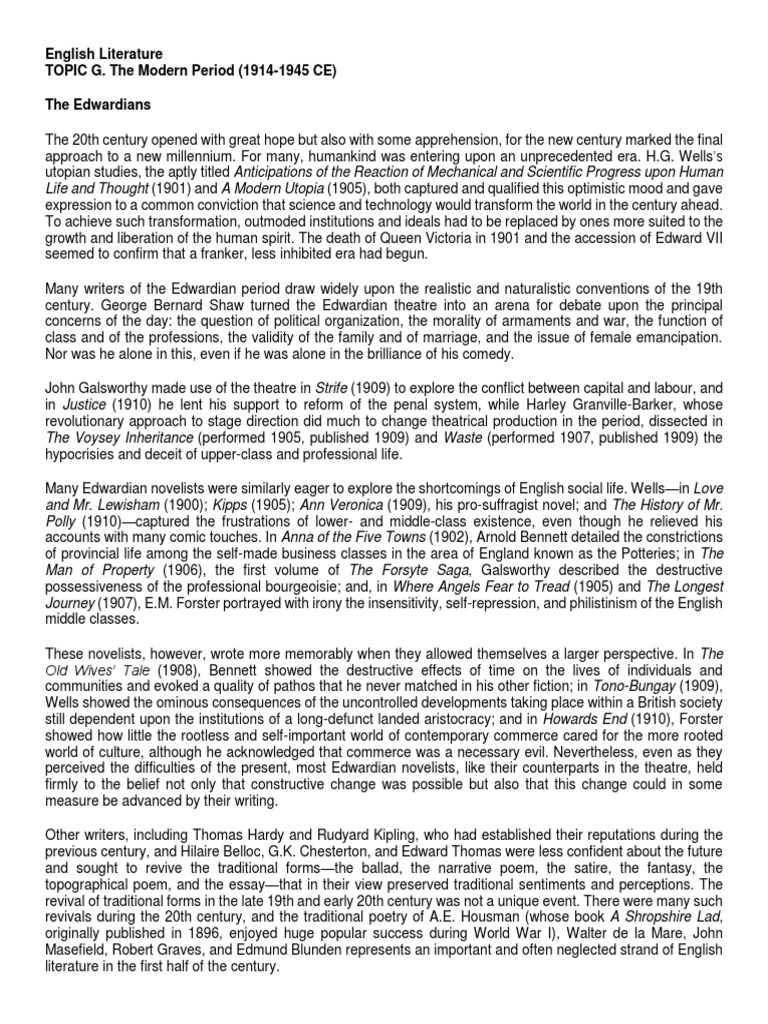 Modern English Literature Masterpieces | PDF