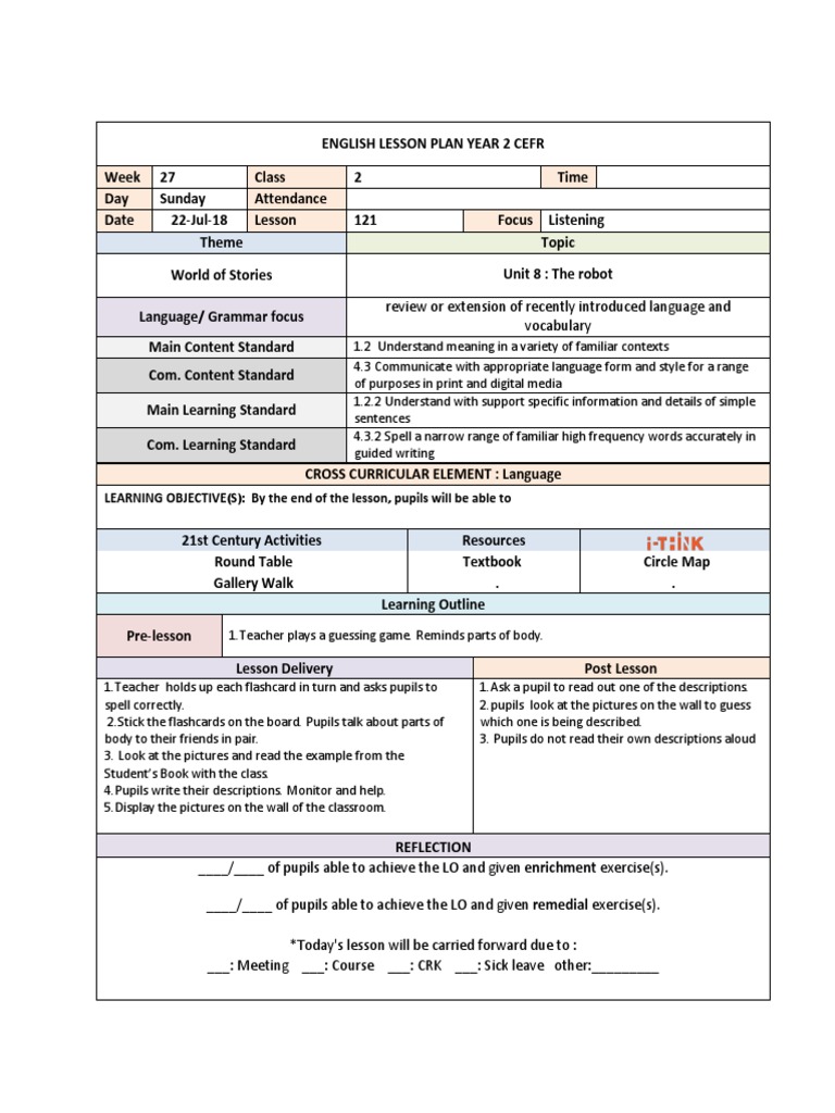 Update Y2 Lesson Plan Week 27 | PDF | Lesson Plan | Vocabulary