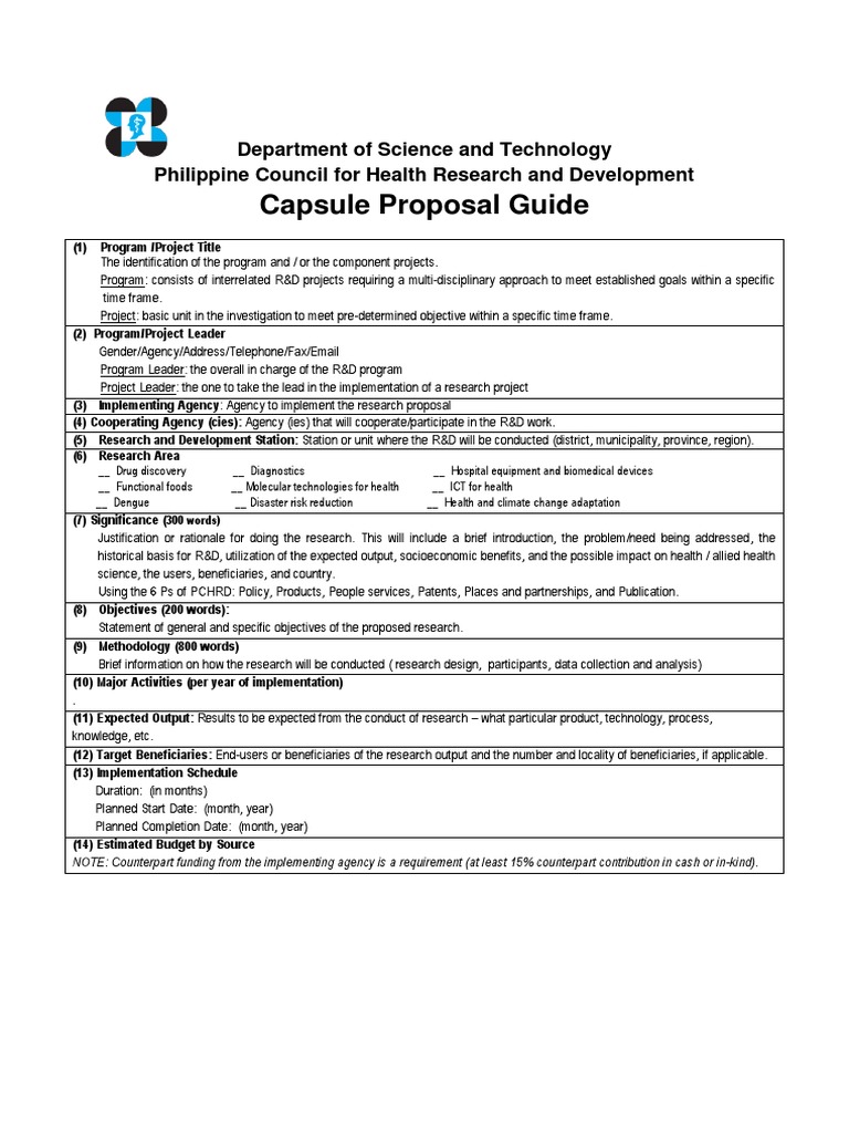 Capsule Proposal Guide: Department of Science and Technology Philippine ...