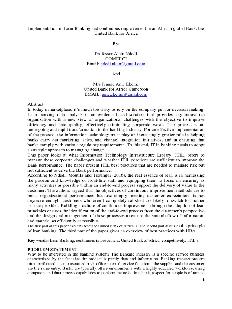 Lean Banking | PDF | Lean Manufacturing | Itil