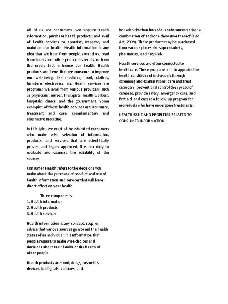 Smart Choices in Health Consumption | PDF