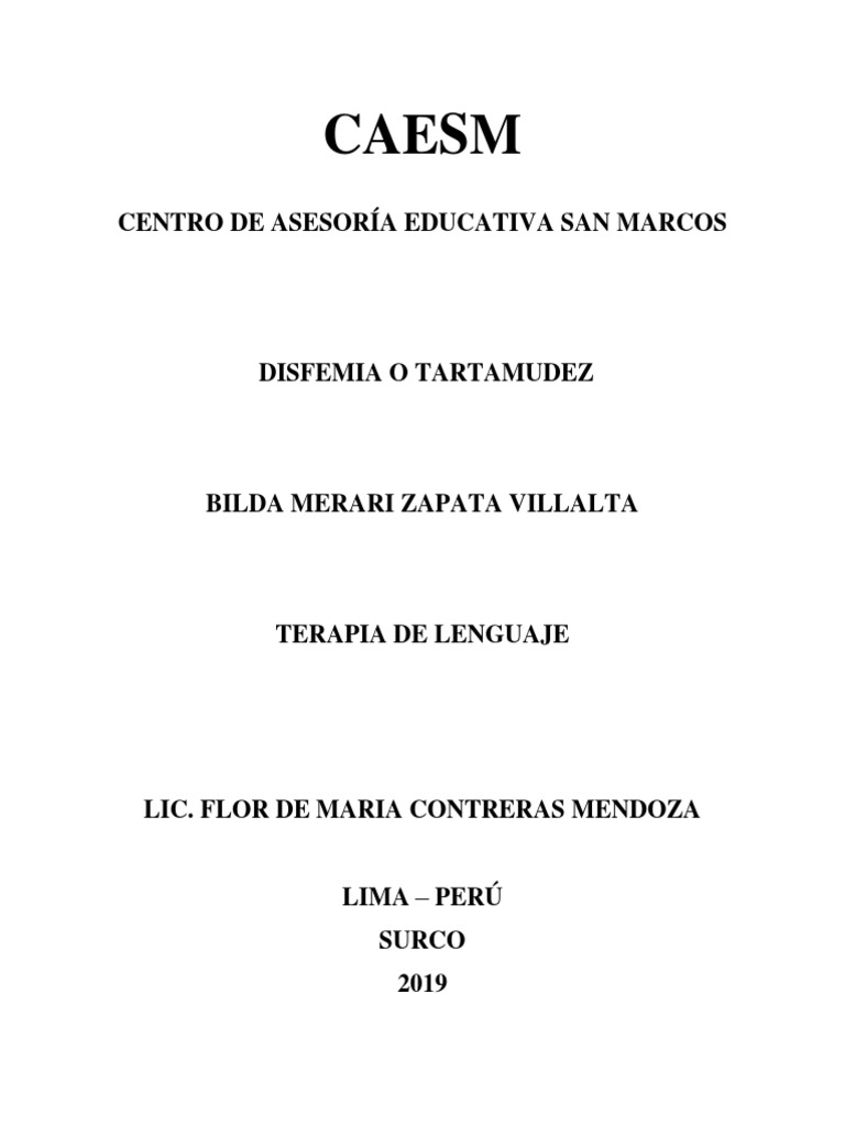 Ejemplos de Disfemia Tónica | PDF | Tartamudeo | Conceptos psicologicos