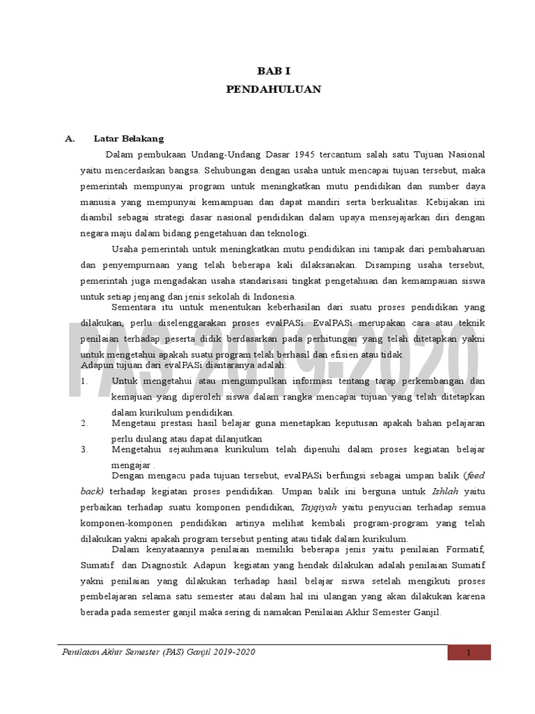 Program Kerja PAS Ganjil 2019 2020 SMP MTs | PDF