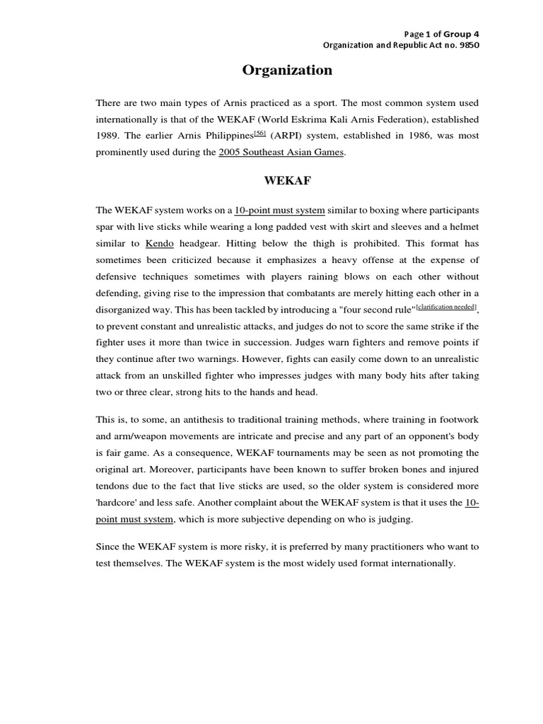 Arnis: National Martial Art of Philippines | PDF | Combat Sports | Combat