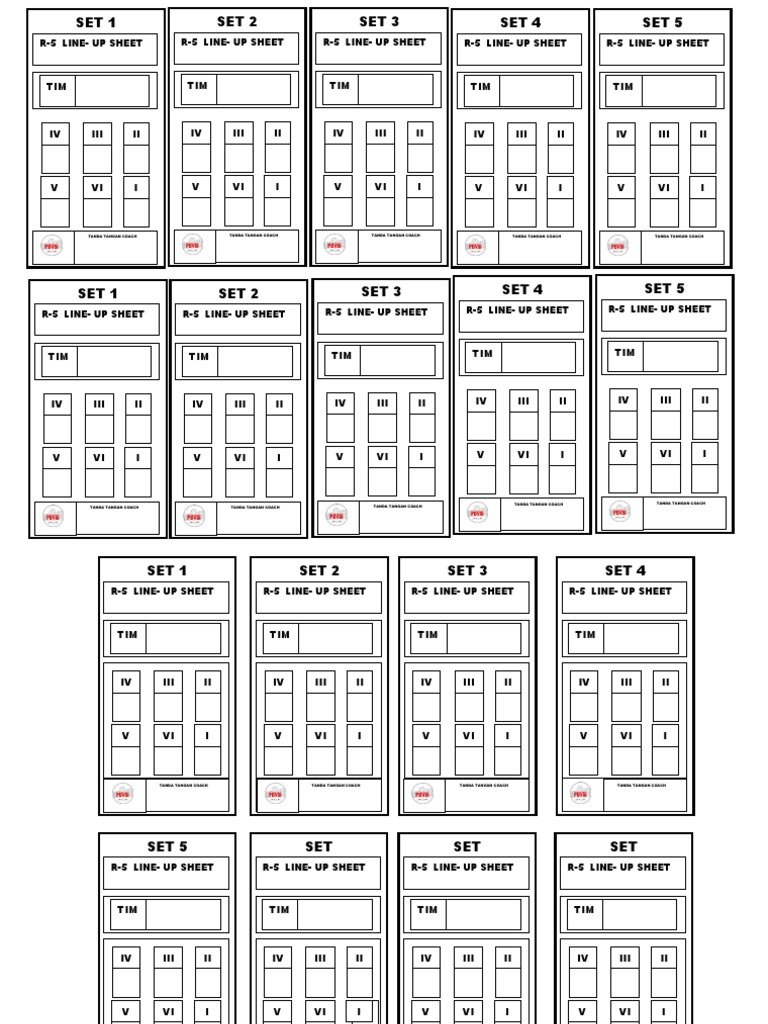 Line-Up Sheet for Volleyball Sets | PDF