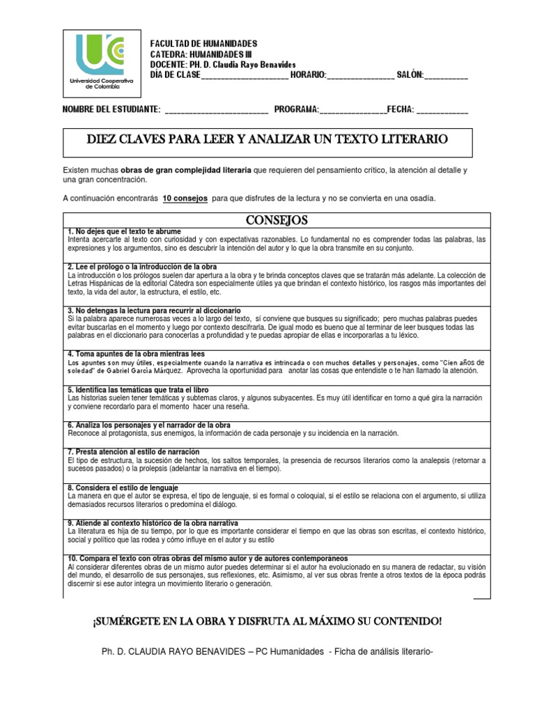 Claves para Leer y Analizar Literatura | PDF | Narrativa | Autor