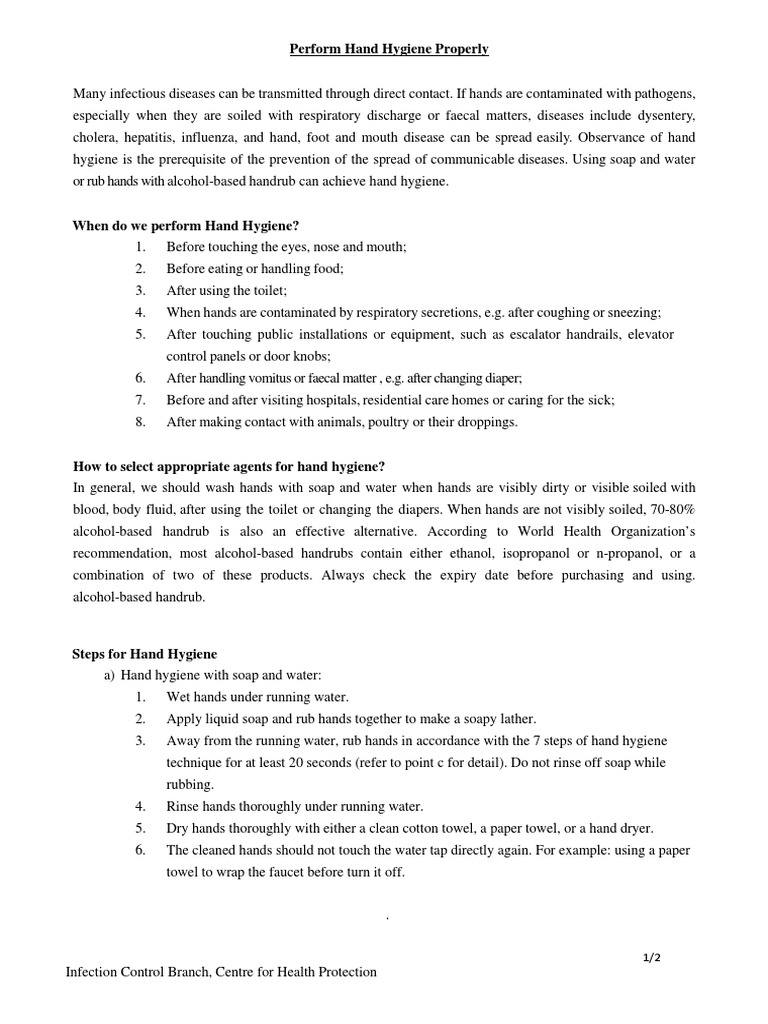 Guidelines For Hand Hygiene | PDF | Hand Washing | Hygiene