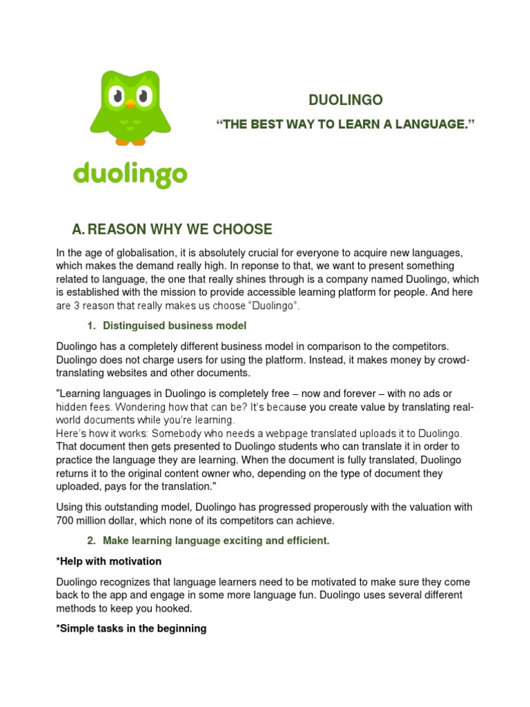 Duolingo: "The Best Way To Learn A Language." | PDF | Communication ...
