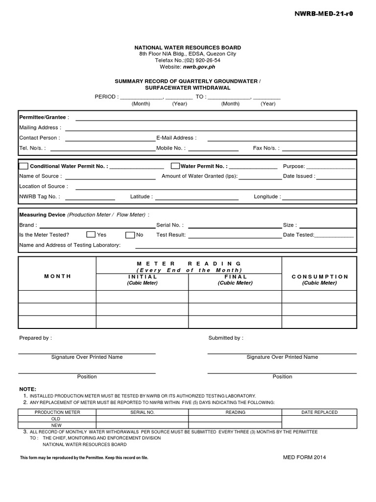 Withdrawal Record Form-2018 PDF | PDF | Water Resources | Fax