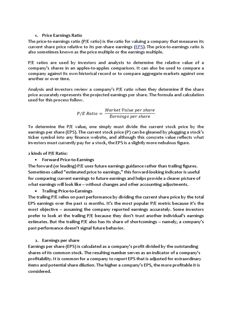 Price Equity Ratio | PDF | Yield (Finance) | Bonds (Finance)