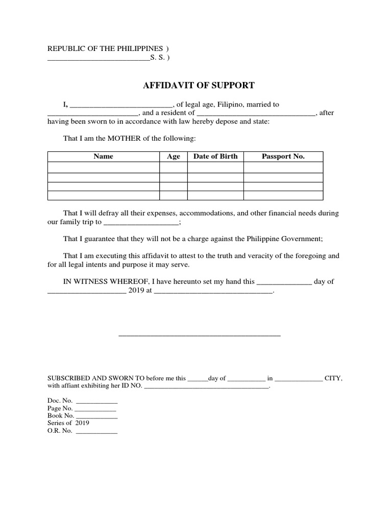 Affidavit of and Support TRAVEL | PDF