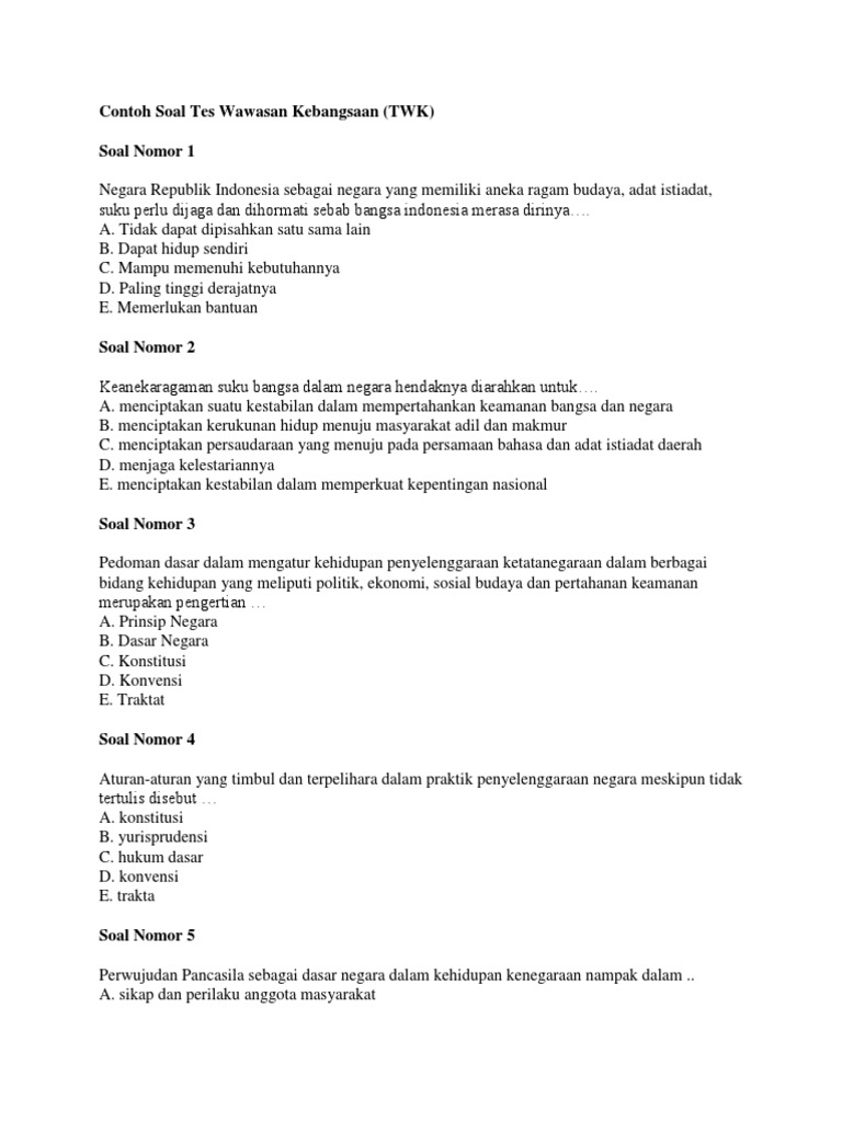 Contoh Soal TWK | PDF