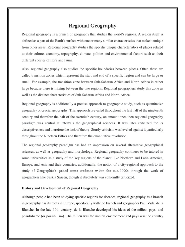 History and Development of Regional Geography | PDF | Geography ...