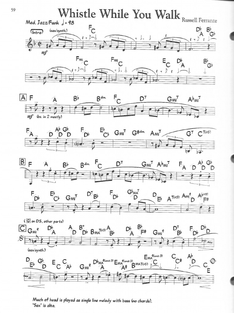 Whistle While You Walk - C Lead Sheet | PDF
