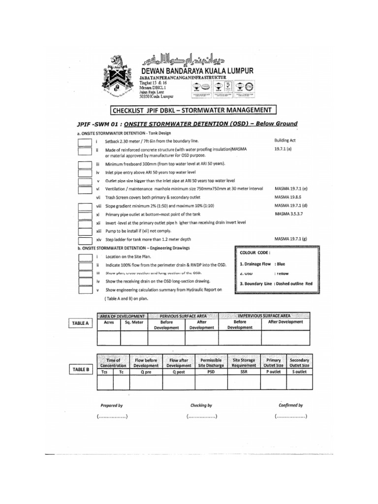 DBKL Checklist For Rainwater Harvesting System | PDF