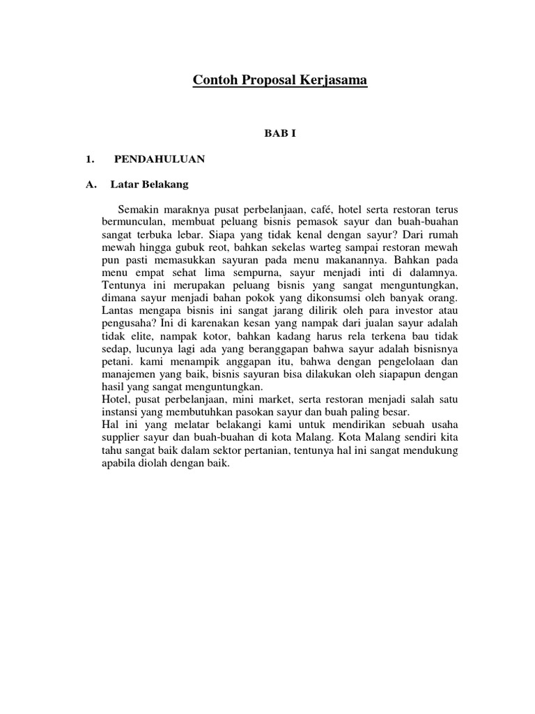 Contoh Proposal Kerjasama Formal | PDF