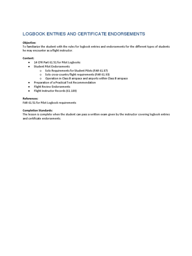 Logbook Entries and Certificate FAA | PDF | Flight Instructor | Aeronautics