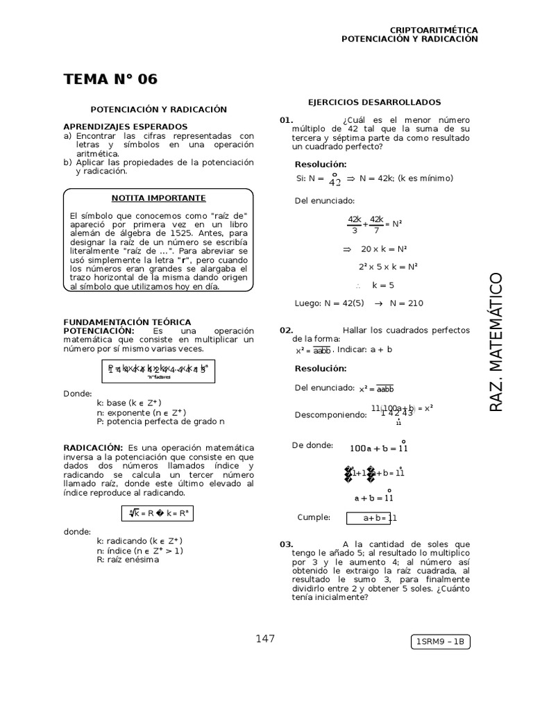 Compendio de RM Pre | PDF | Exponenciación | Números