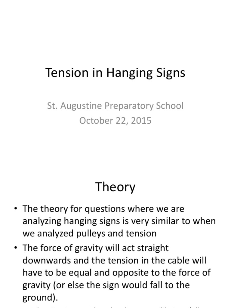 Hanging Signs | PDF | Tension (Physics) | Weight