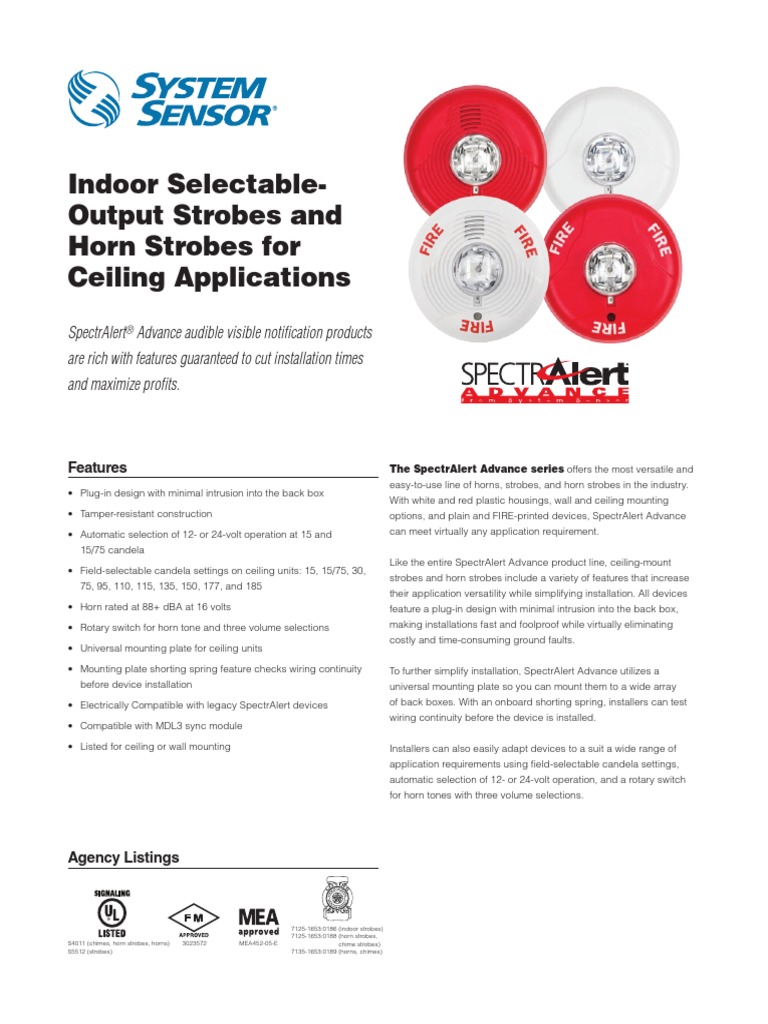 Indoor Selectable-Output Strobes and Horn Strobes For Ceiling ...
