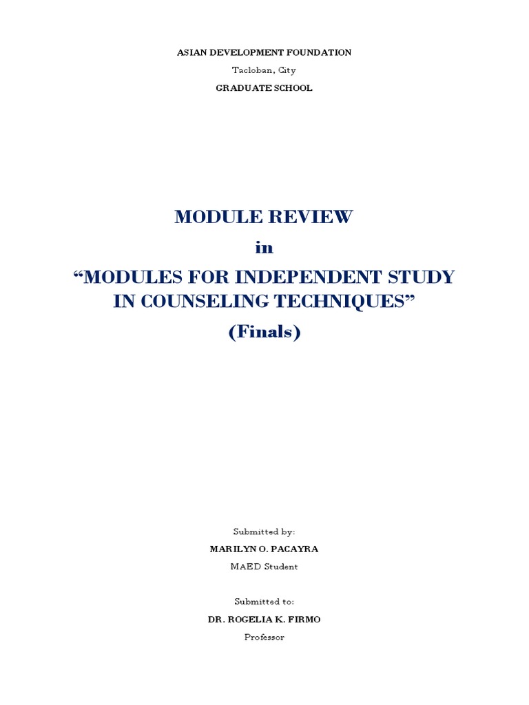 Module Review Counseling Techniques | PDF | Counseling Psychology ...