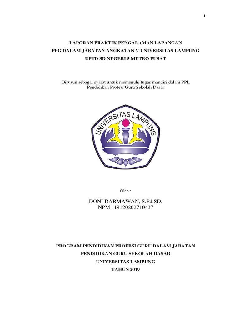 PPL - SDN 5 Metro Pusat - Guru Kelas - Tahap V - 2019 - Doni Darmawan ...