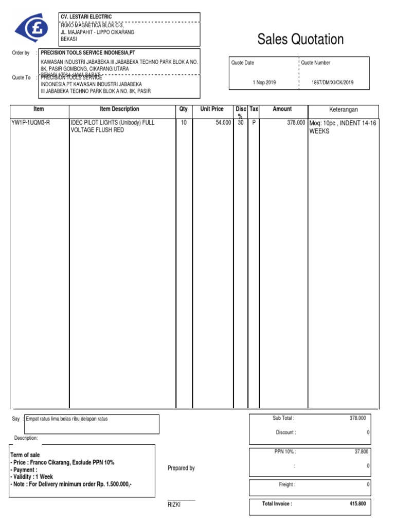 1867 - PT Precision Tools Service Indonesia | PDF | Business | Business
