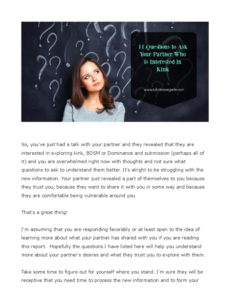 11 Questions To Ask About Kink | PDF | Dominance And Submission | Bdsm