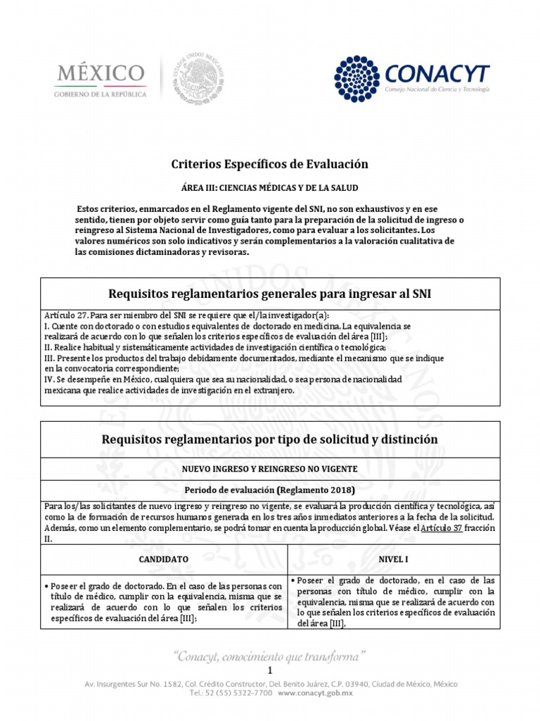 Criterios Conacyt | PDF | Science | Ciencia (general)