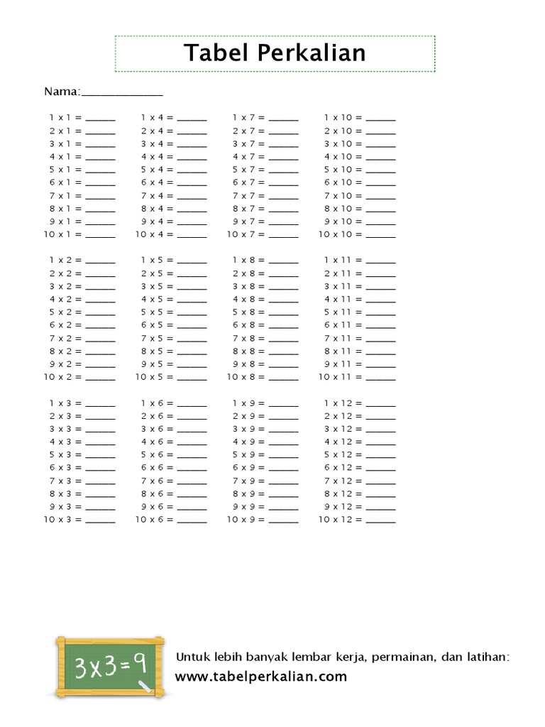 Lembar Kerja Perkalian | PDF | Computers | Technology & Engineering