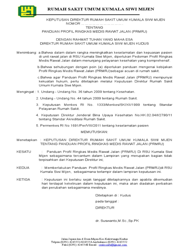 SK Pedoman PRMRJ | PDF