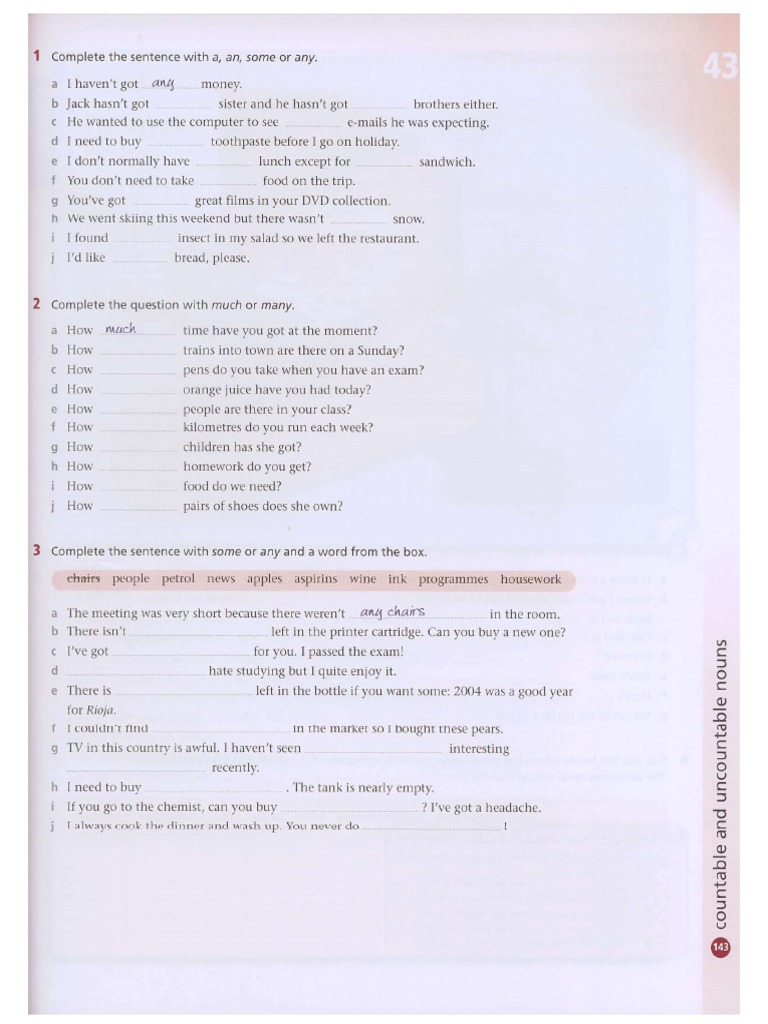 Homework Quantifiers - English B1 | PDF
