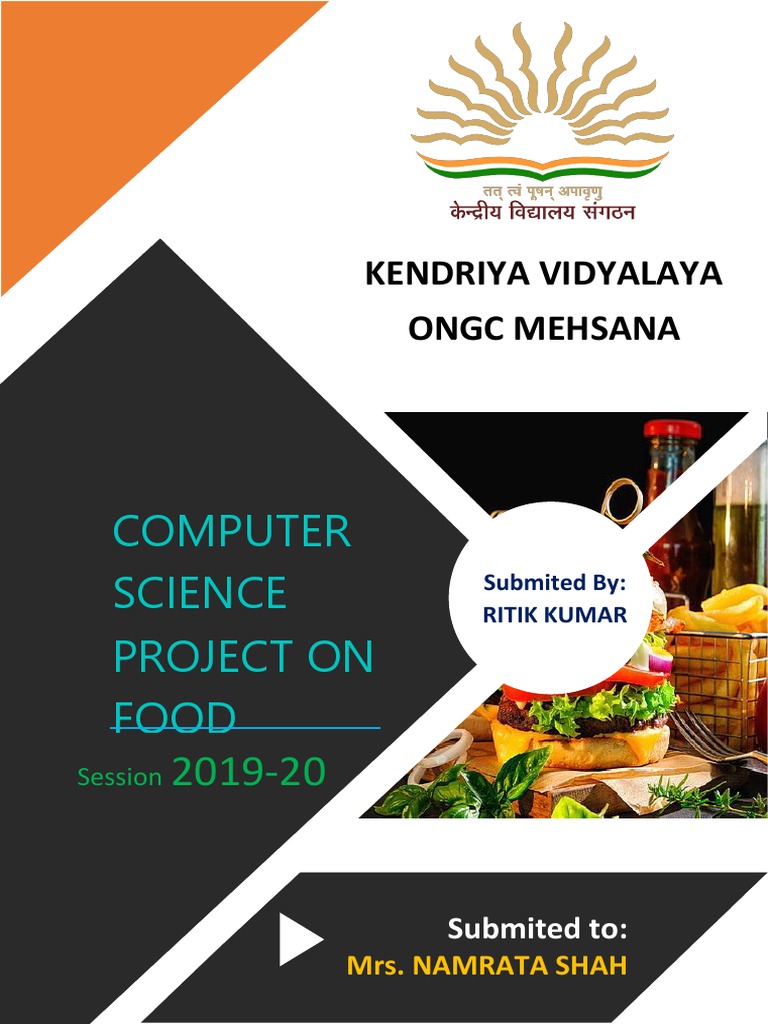 Computer Science Project On Food Ordering Software: Kendriya Vidyalaya ...