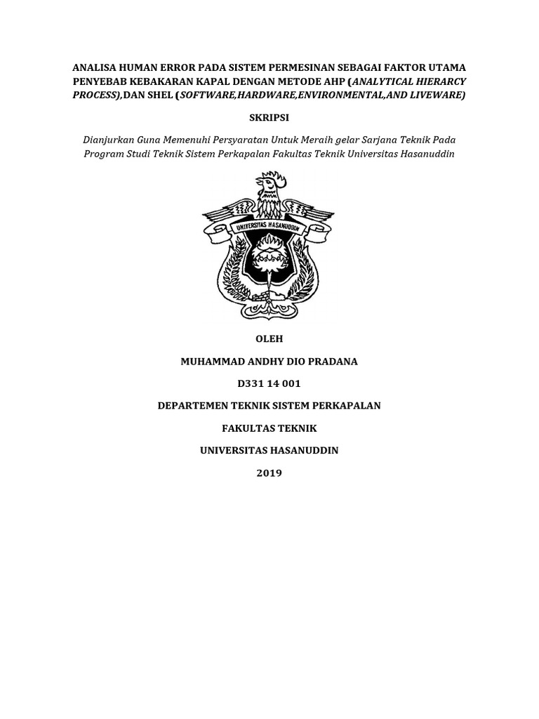 Analisa Human Error Sistem Permesinan Sebagai Faktor Utama Penyebab ...