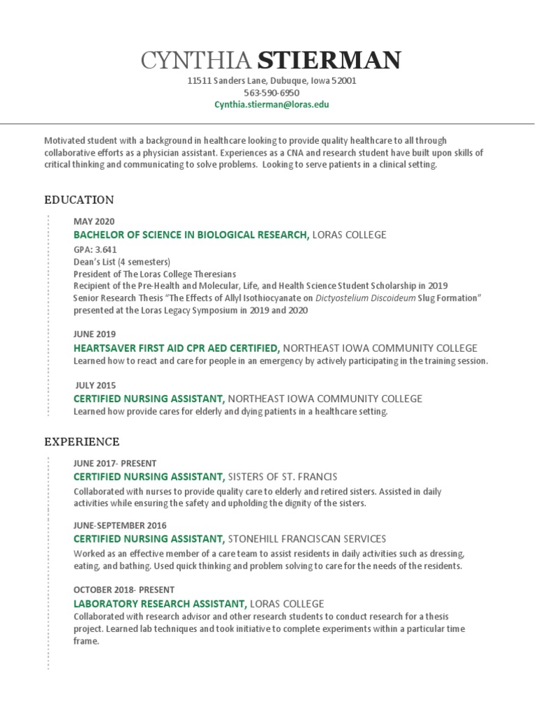 Cynthia Stierman Resume | PDF | Health Care | Hearing Loss