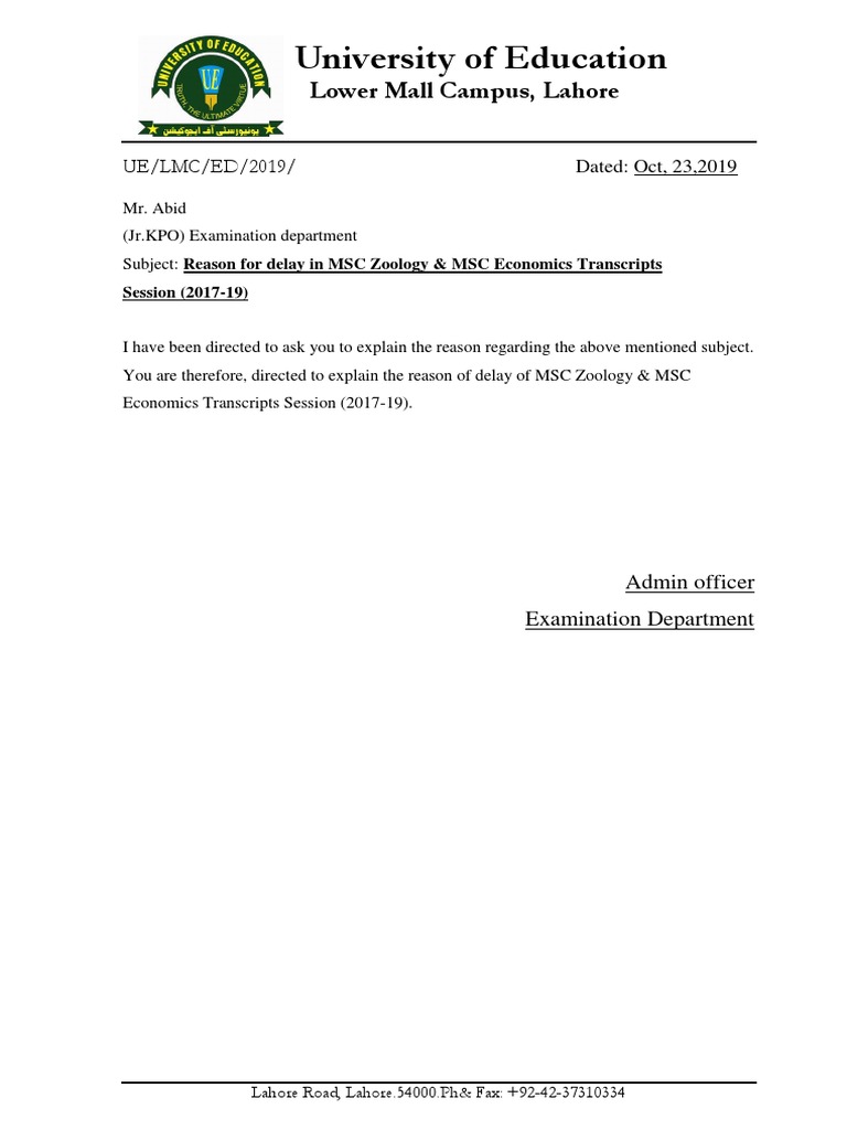University of Education: Lower Mall Campus, Lahore | PDF