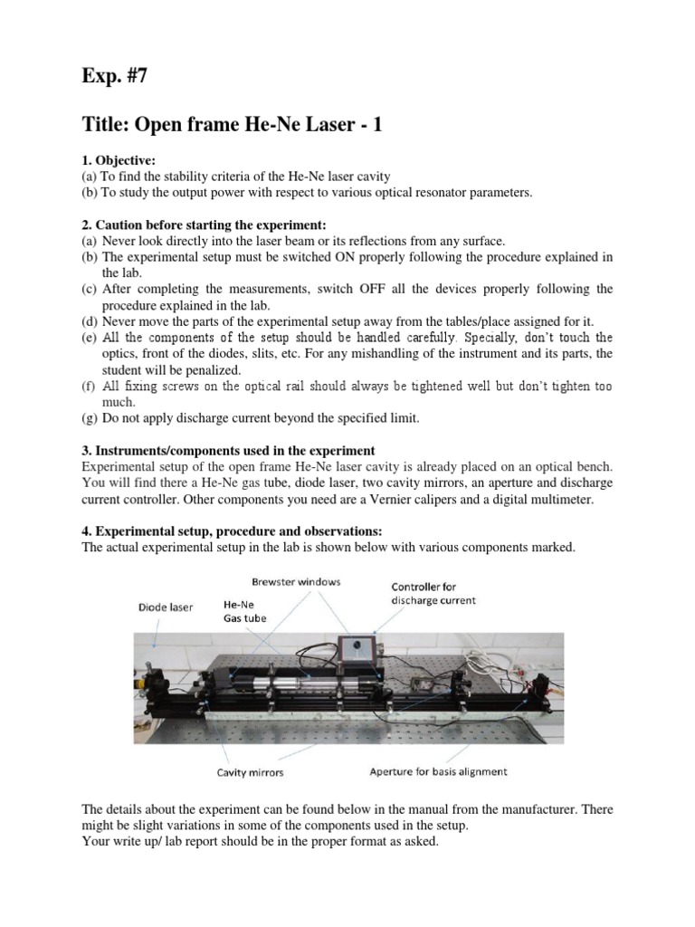 He Ne Laser | PDF | Laser | Optics